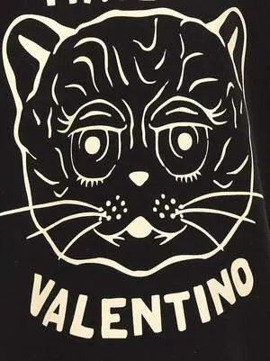 Valentino Garavani Cotton Hoodie With 'le Chat De La Maison' Print - Black