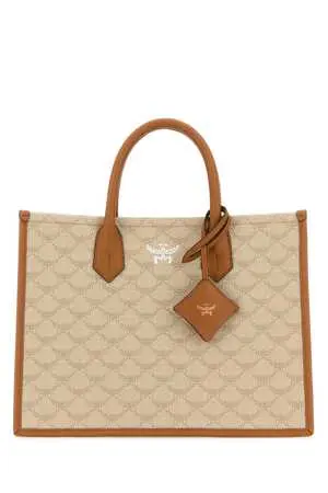 Mcm Printed Canvas Himmel Medium Shopping Bag With Nappa Leather Trim - Multicolor
