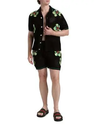 Casablanca Glitch Orchid Embroidered Crochet T-shirt