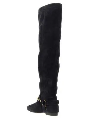 Isabel Marant Étoile Selize Suede Over-the-knee Boots With Metal Details - Black