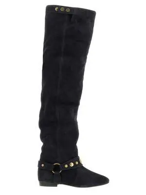Isabel Marant Étoile Selize Suede Over-the-knee Boots With Metal Details - Black