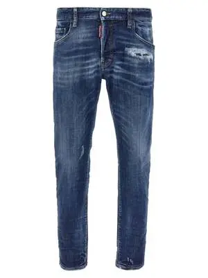 Dsquared2 Skater Jeans In Stretch Cotton Denim - Blue