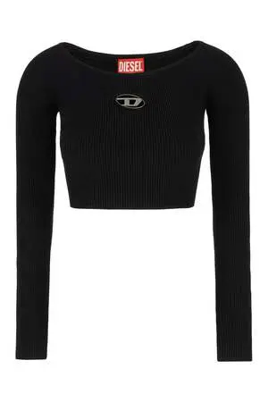 DIESEL® Ribbed Cropped Top With Logo Detail