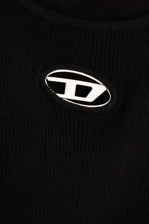 DIESEL® Ribbed Cropped Top With Logo Detail
