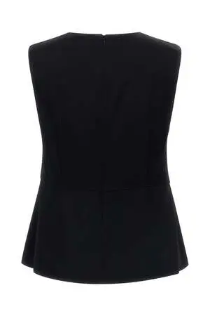 JIL SANDER Sleeveless V-neck Peplum Top