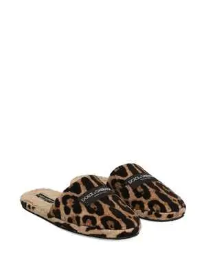 Dolce & Gabbana Leopard Print Terry Cloth Slippers