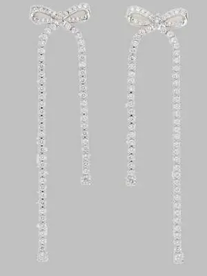 SELF-PORTRAIT Crystal Bow Drop Earrings - Silver