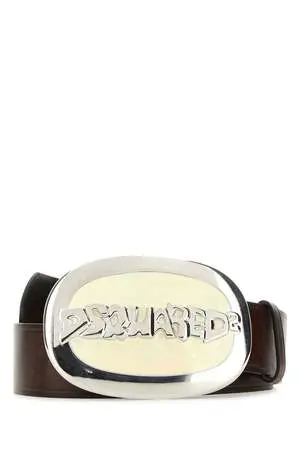 Dsquared2 Leather Belt With Logo Buckle - Brown