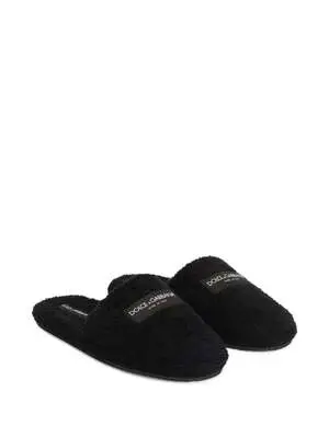 Dolce & Gabbana Logo Terry Slippers - Black