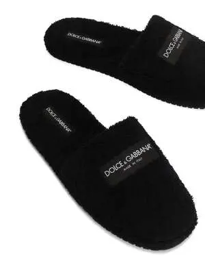 Dolce & Gabbana Logo Terry Slippers - Black