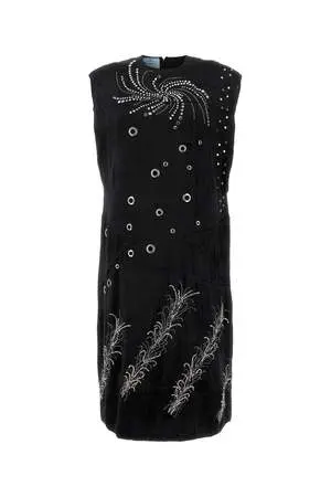 PRADA PRADA Embellished Velvet Dress