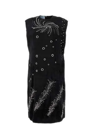 PRADA PRADA Embellished Velvet Dress
