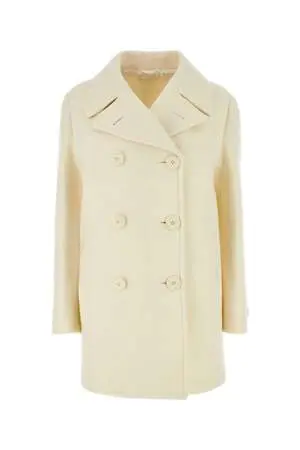 PRADA PRADA Ivory Wool Blend Coat