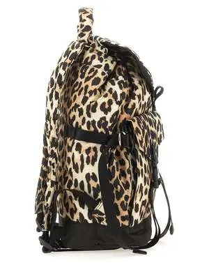 GANNI Recycled Fabric Backpack With Leopard Print