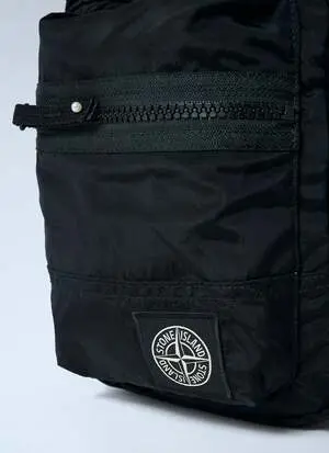 Stone Island Logo Patch Ripstop Nylon Crossbody Bag - Black