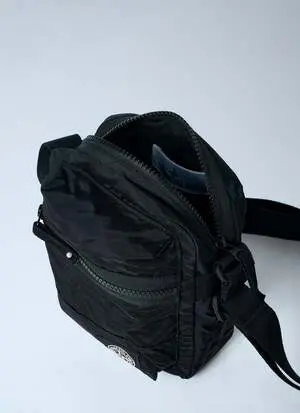 Stone Island Logo Patch Ripstop Nylon Crossbody Bag - Black