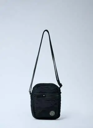 Stone Island Logo Patch Ripstop Nylon Crossbody Bag - Black