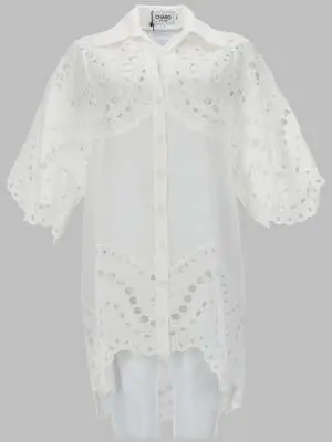 Charo Ruiz Ibiza Blusa Tao Eyelet Lace Shirt - White