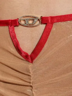 DIESEL® Embellished Logo Keyhole Detail Ruched Briefs - Multicolor