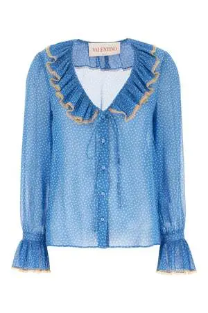Valentino Garavani Polka Dot Blouse With Ruffle Detail - Multicolor