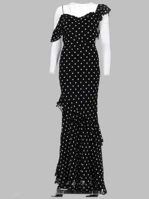 SELF-PORTRAIT Polka Dot Georgette Maxi Dress - Black