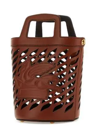 Etro Caramel Leather Bucket Bag With Golden Metal Finishing - Brown