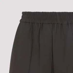 Brunello Cucinelli Wide Leg Stretch Virgin Wool Pants - Brown