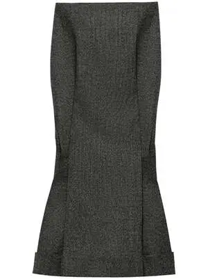 Prada Wool Weave Midi Skirt With Pleat Detailing