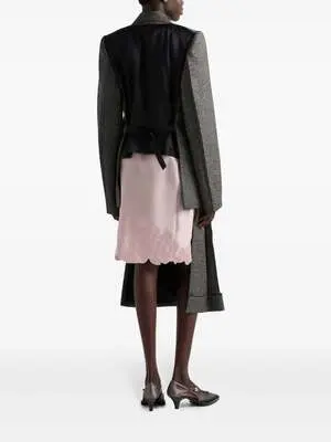 Prada Wool Weave Midi Skirt With Pleat Detailing