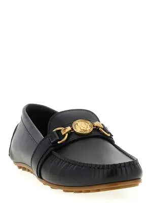 Moschino Leather Penny Loafers With Antiqued Metal Detail