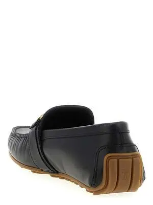 Moschino Leather Penny Loafers With Antiqued Metal Detail