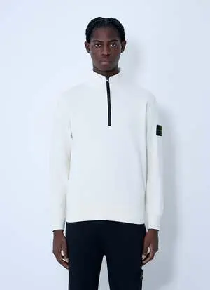 Stone Island Cotton Knit Zip-up Sweater With Compass Patch - Multicolor