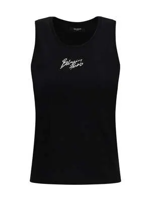 Balmain Brush Print Tank Top - Black