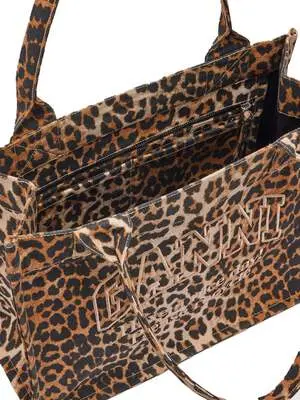 GANNI Leopard Print Canvas Tote Bag - Multicolor