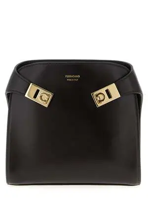 FERRAGAMO FERRAGAMO Leather Belt Bag With Gancini Buckle Decoration Brown