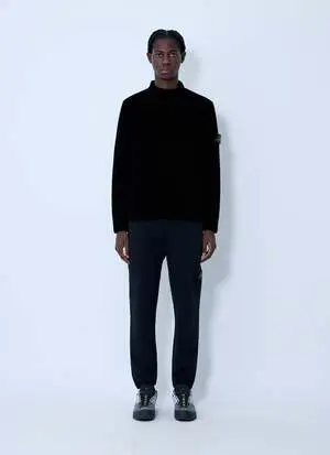 Stone Island Compass Patch Cotton Knit Sweater - Black