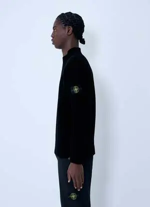 Stone Island Compass Patch Cotton Knit Sweater - Black