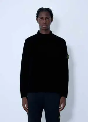 Stone Island Compass Patch Cotton Knit Sweater - Black