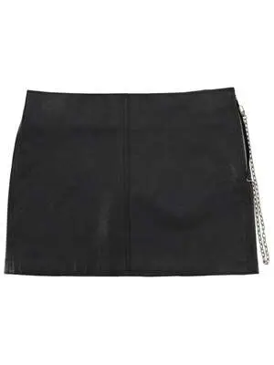 Alexander Wang Leather Mini Skirt With Chain Detail - Black