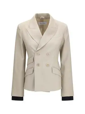Max Mara Wool, Mohair, And Silk Double-breasted Blazer - Cream