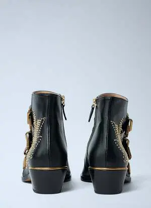 Chloé Susanna Studded Buckled Ankle Boots - Black