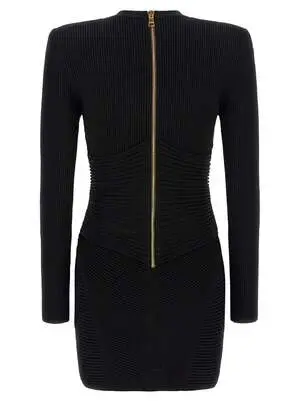 Balmain Bodycon Dress With Decorative Buttons - Black