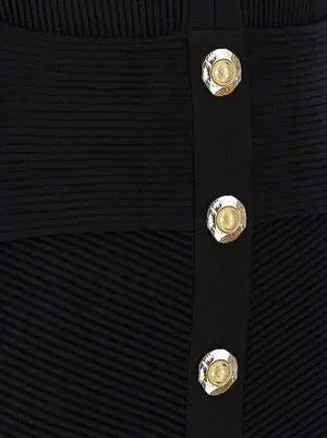 Balmain Bodycon Dress With Decorative Buttons - Black