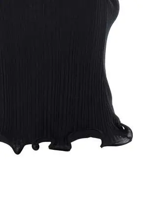 Fendi Ribbed High Neck Top With Ruffled Hem
