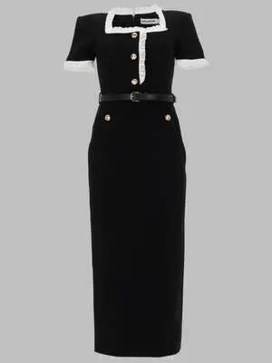 SELF-PORTRAIT Midi Dress With Ruffle Detail