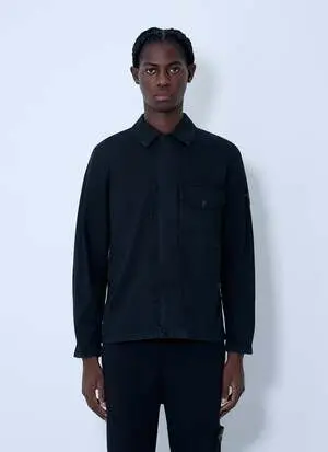 Stone Island Cotton Weave Shirt With Signature Compass Patch - Black