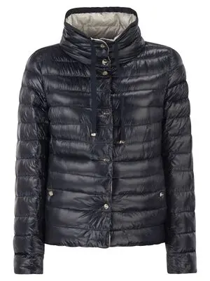 Herno Reversible Ultra-light Nylon Down Jacket With Funnel Neck - Blue