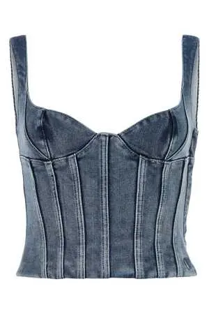 Off-White Stretch Denim Corset Bodice - Blue