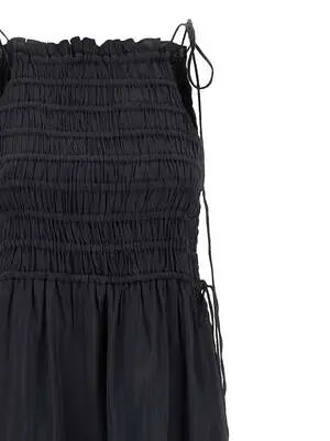 GANNI Smocked Viscose Maxi Dress