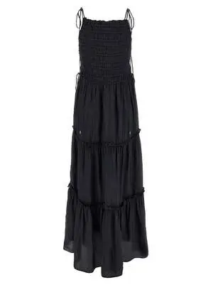 GANNI Black Smock Tie' Dress - Gray